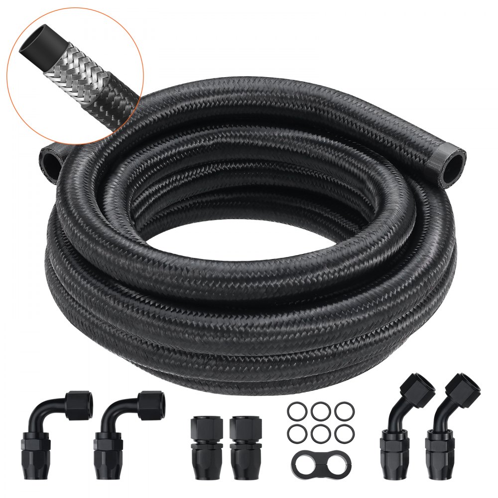 VEVOR 10AN Fuel Line Kit, 10 FT Fuel Hose Kit, 0.55" Nylon Stainless ...