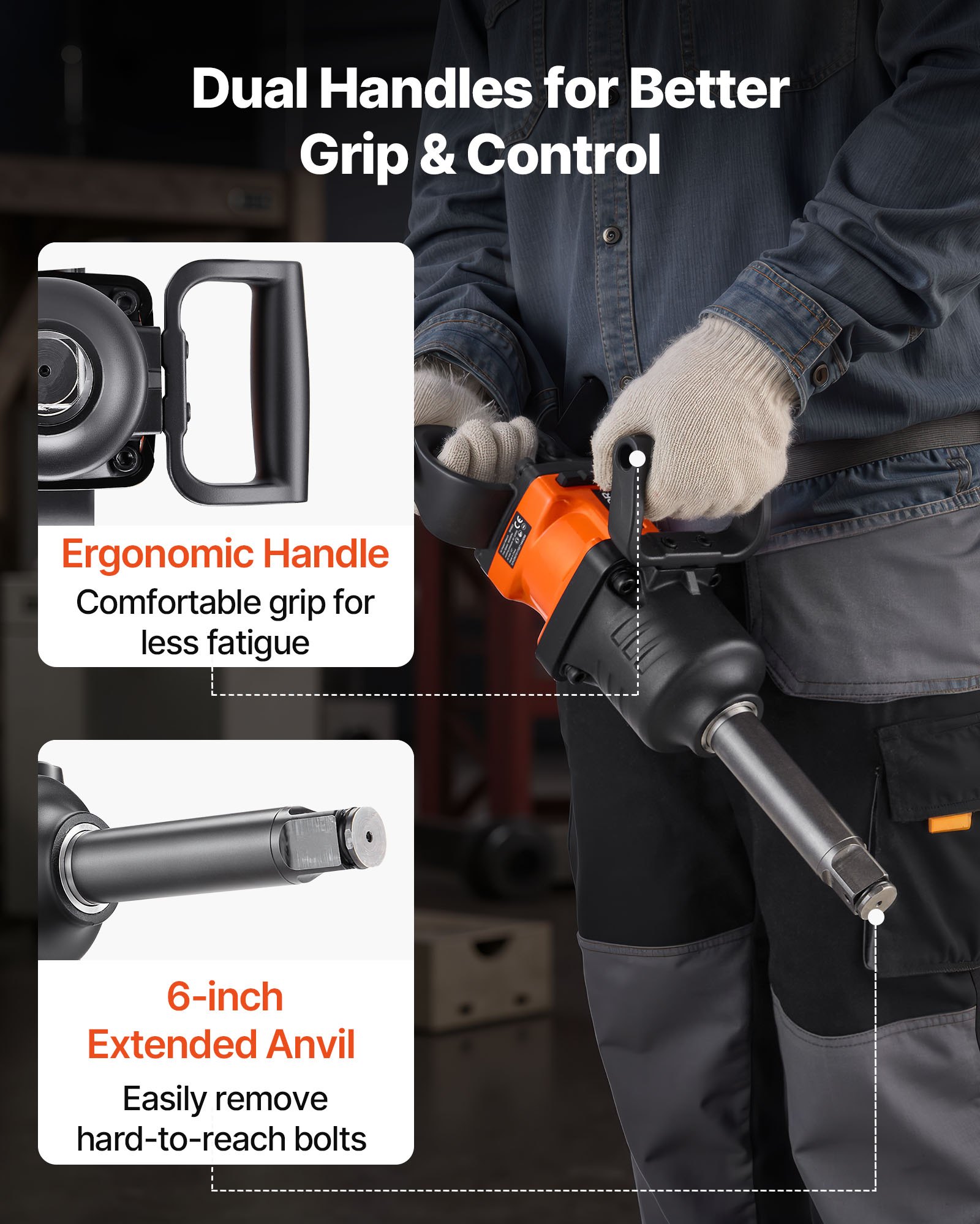 VEVOR 1 Inch Air Impact Gun – 1800 ft-lbs, 6000 RPM