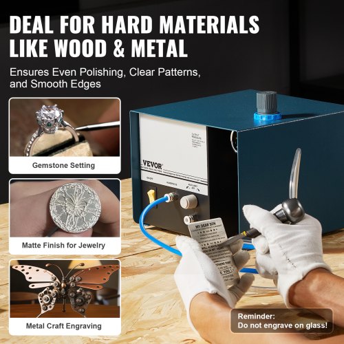VEVOR Pneumatic Engraver 2800 RPM 80W Single Ended Pneumatic Engraving ...