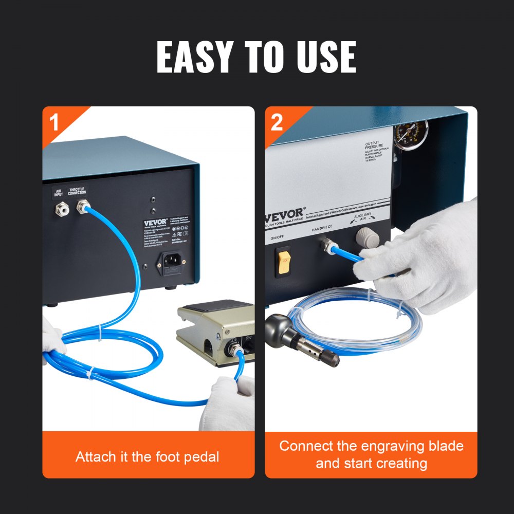 VEVOR Pneumatic Engraver 2800 RPM 80W Single Ended Pneumatic Engraving ...