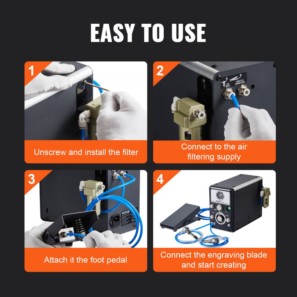 VEVOR Pneumatic Engraver 1200-6000 RPM Double Ended Pneumatic Engraving ...