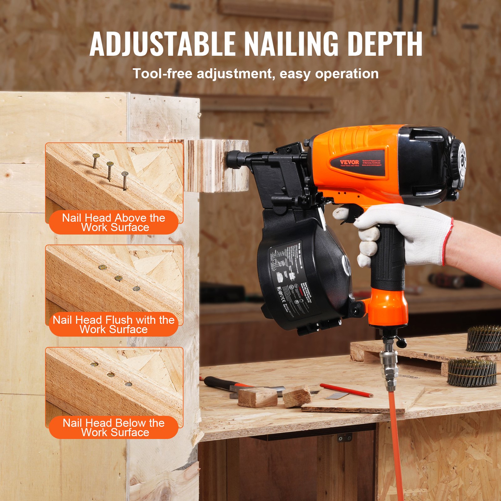 VEVOR Nail Gun for Fence — 250 Nail Capacity & Durable