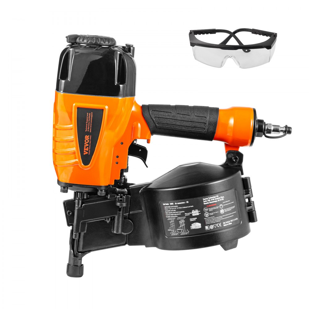 VEVOR CN65 Coil Siding Nailer 32mm to 63mm 15 Degree Pneumatic Nail Gun ...