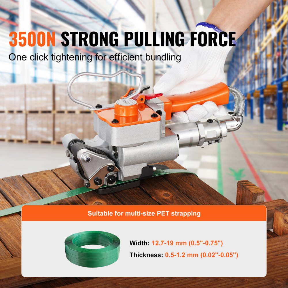 VEVOR Pneumatic Strapping Tool – 3500N, 1/2"–3/4" PET