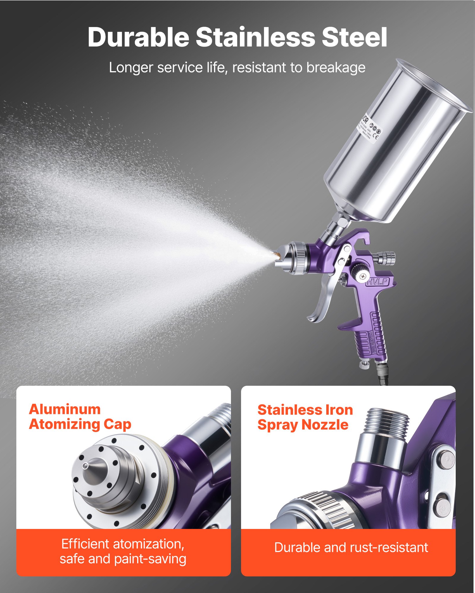 VEVOR High Quality Spray Gun Kit with 3 Nozzles and Cups