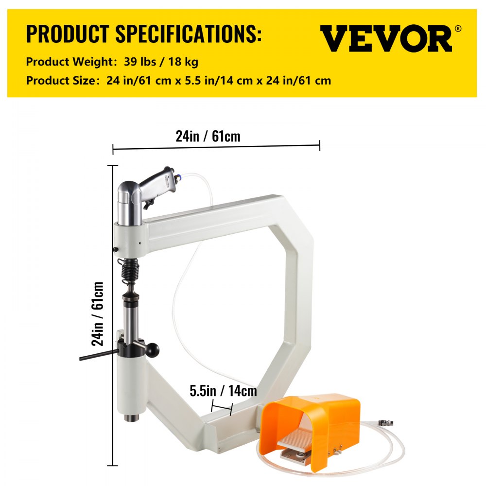 VEVOR Pneumatic Planishing Hammer, 19.63" Throat Power Hammer ...