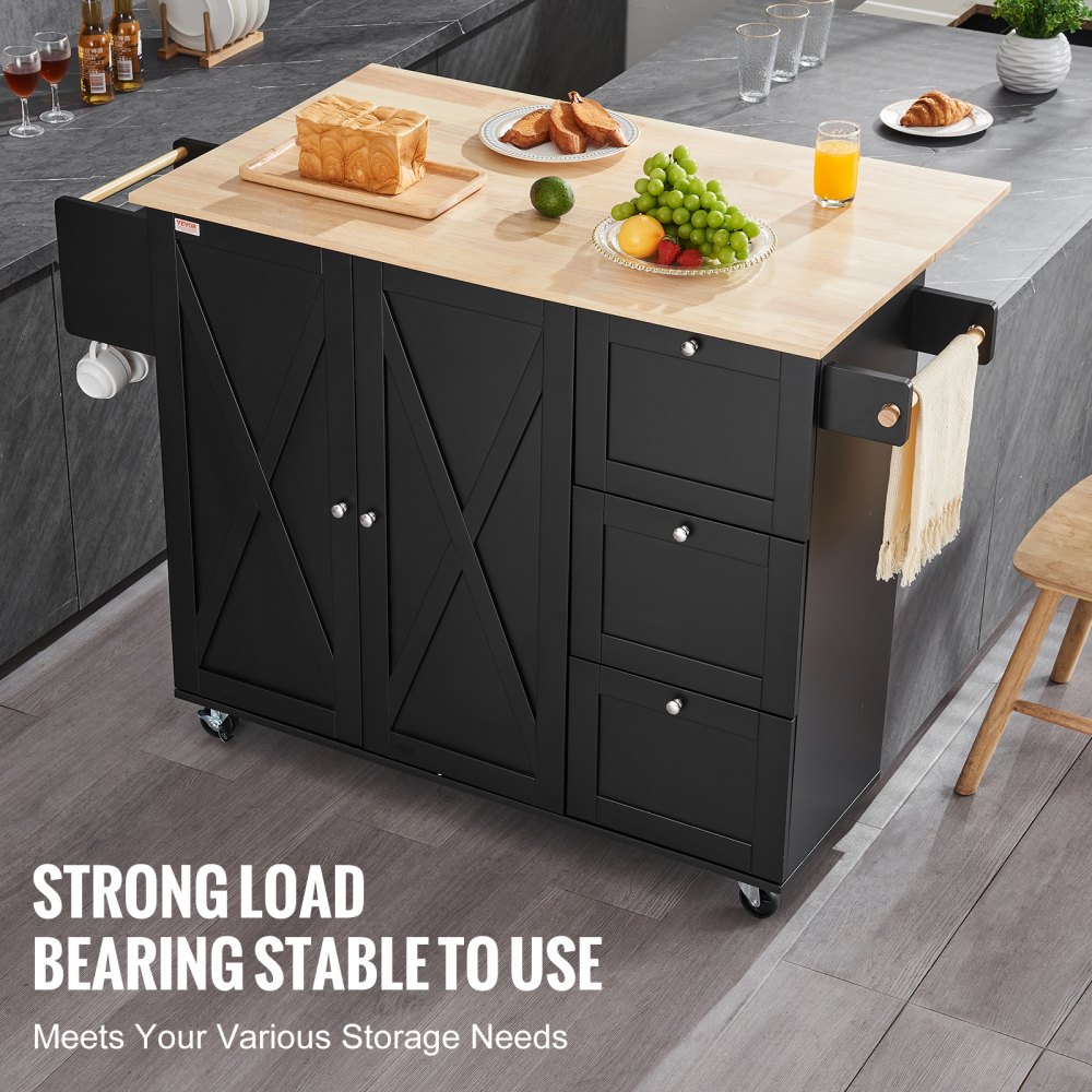 VEVOR Kitchen Island Cart Rolling Storage Cabinet on Wheel with Drawer ...