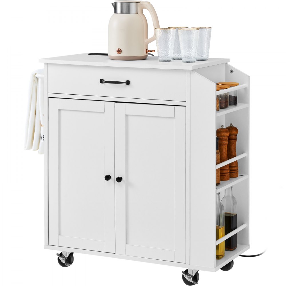 VEVOR Kitchen Island Cart Rolling Storage Cabinet on Wheel with ...