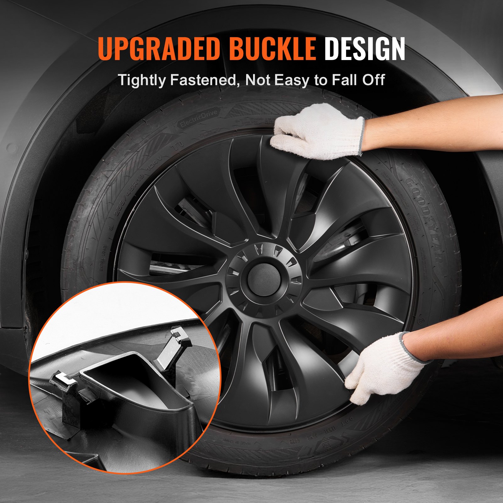 VEVOR 18" Wheel Rim Cover for 2017-2023 Model 3 Hubcap with Valve ...