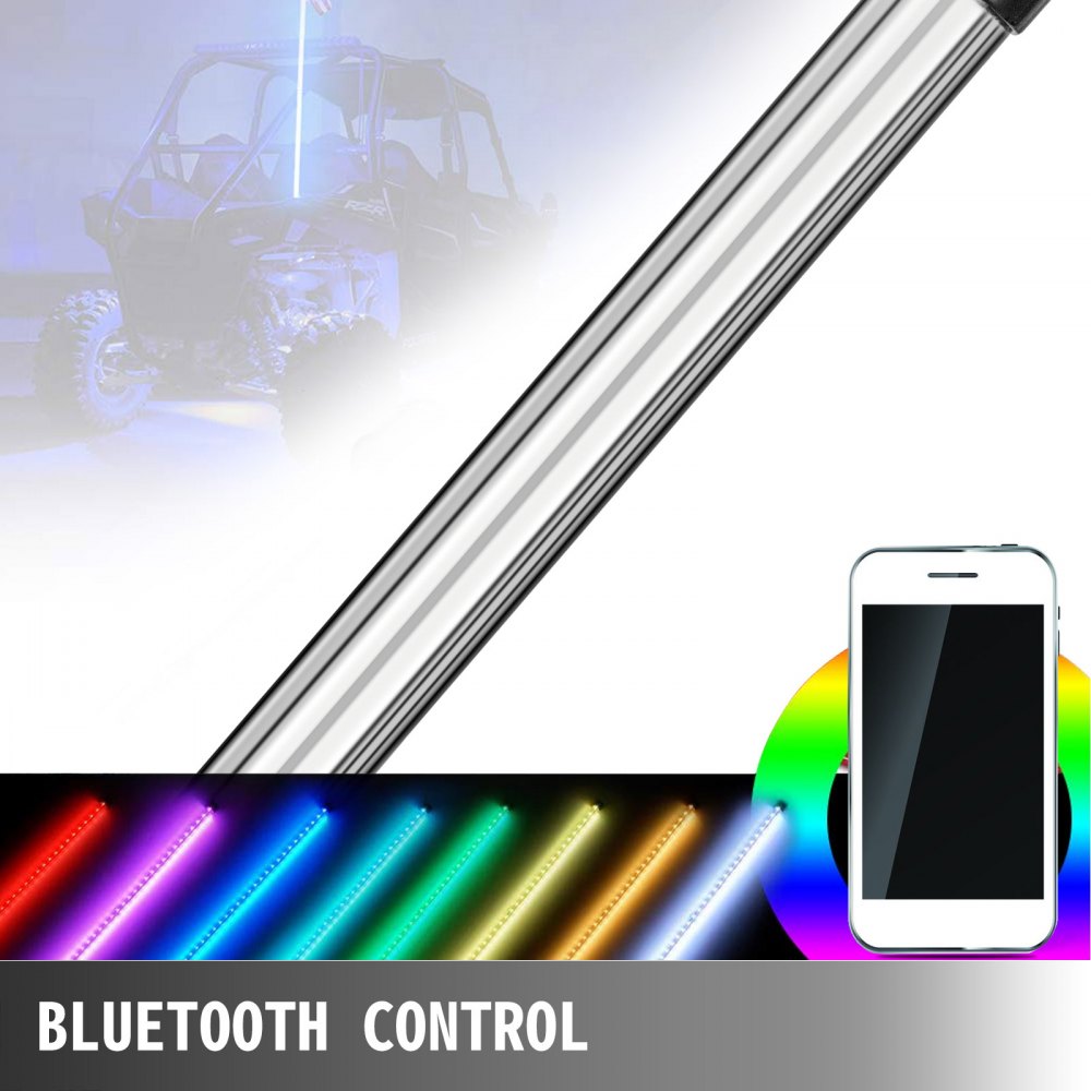 VEVOR 2PC 5FT Led Whip Lights for UTV ATV 20 Colors , 5 Levels, 10 ...