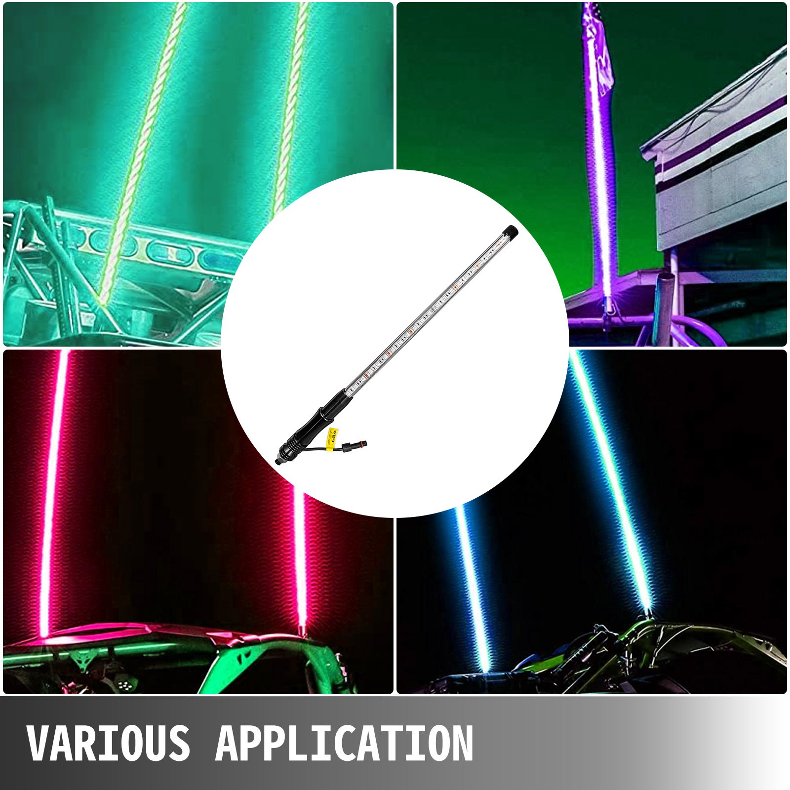 VEVOR 1PC 3FT LED Whip Lights RGB Color Lighted Whips for UTV ATV 20 ...