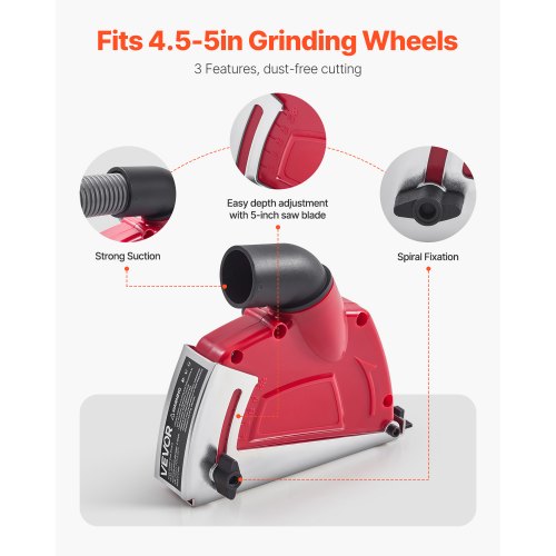 Cutting Dust Shroud for Angle Grinders 4-5 in with 6 Clamping Washers ...