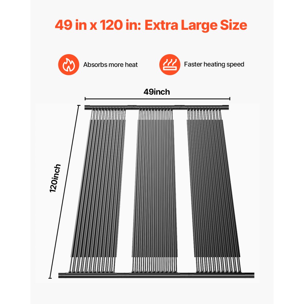 VEVOR Solar Pool Heater, 1235 x 3100 mm HDPE Pool Heating System ...