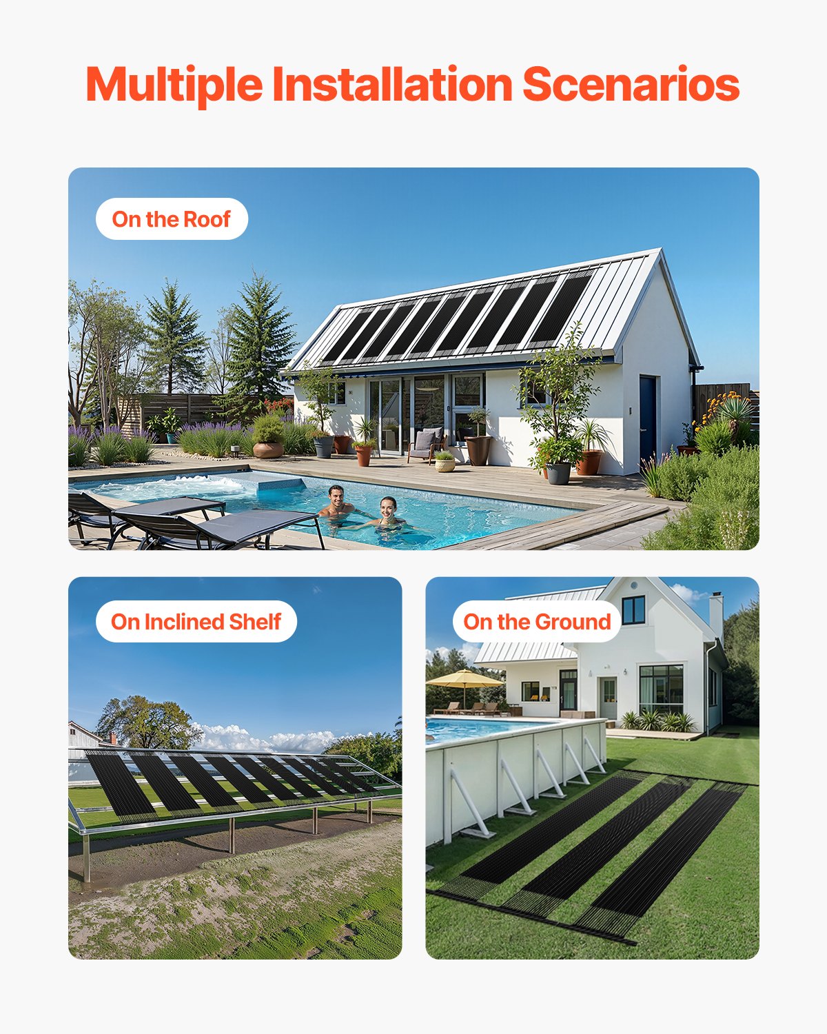 VEVOR Solar Pool Heater, 4 x 10 ft HDPE Pool Heating System - Durable ...