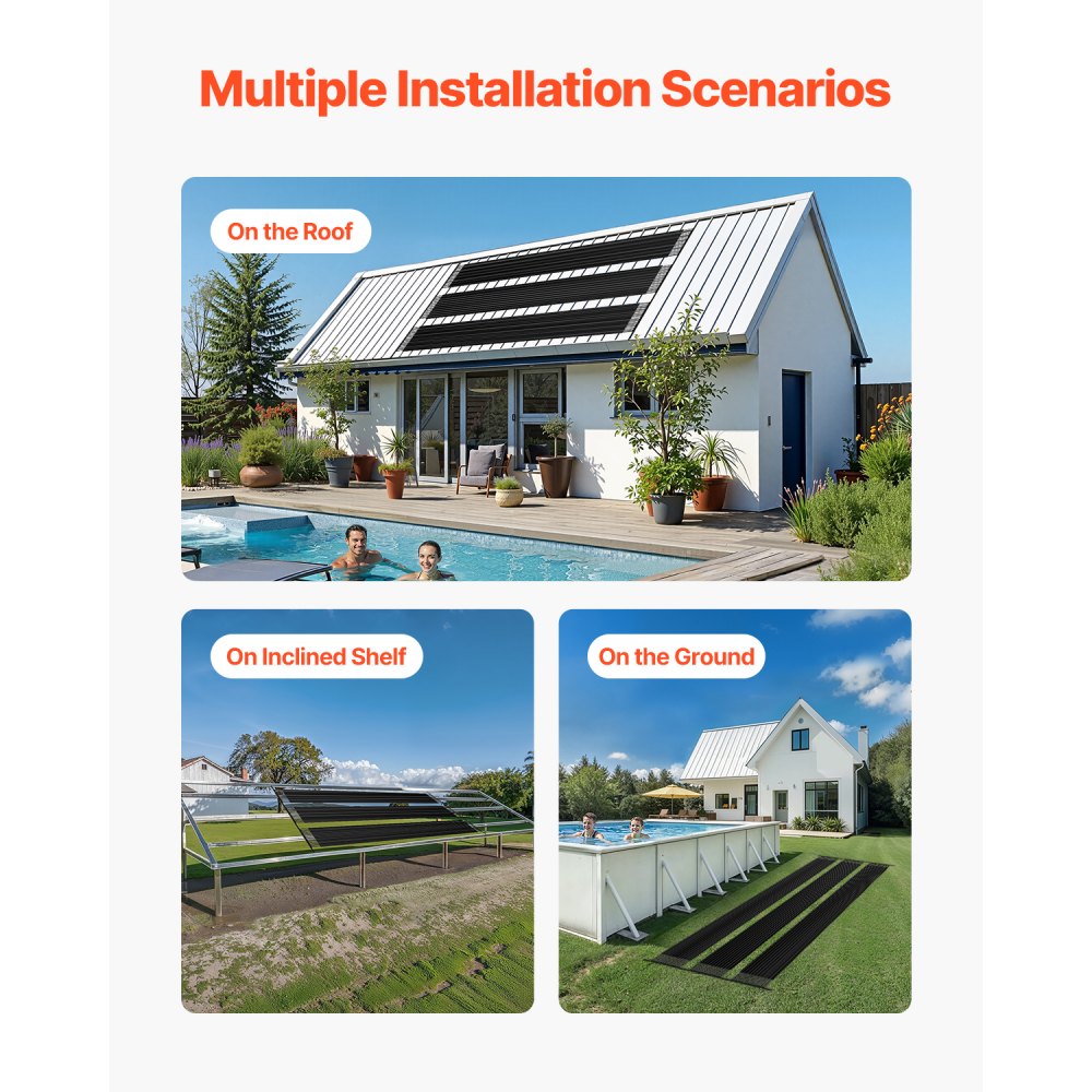 VEVOR Solar Pool Heater, 1235 x 7340 mm HDPE Pool Heating System ...