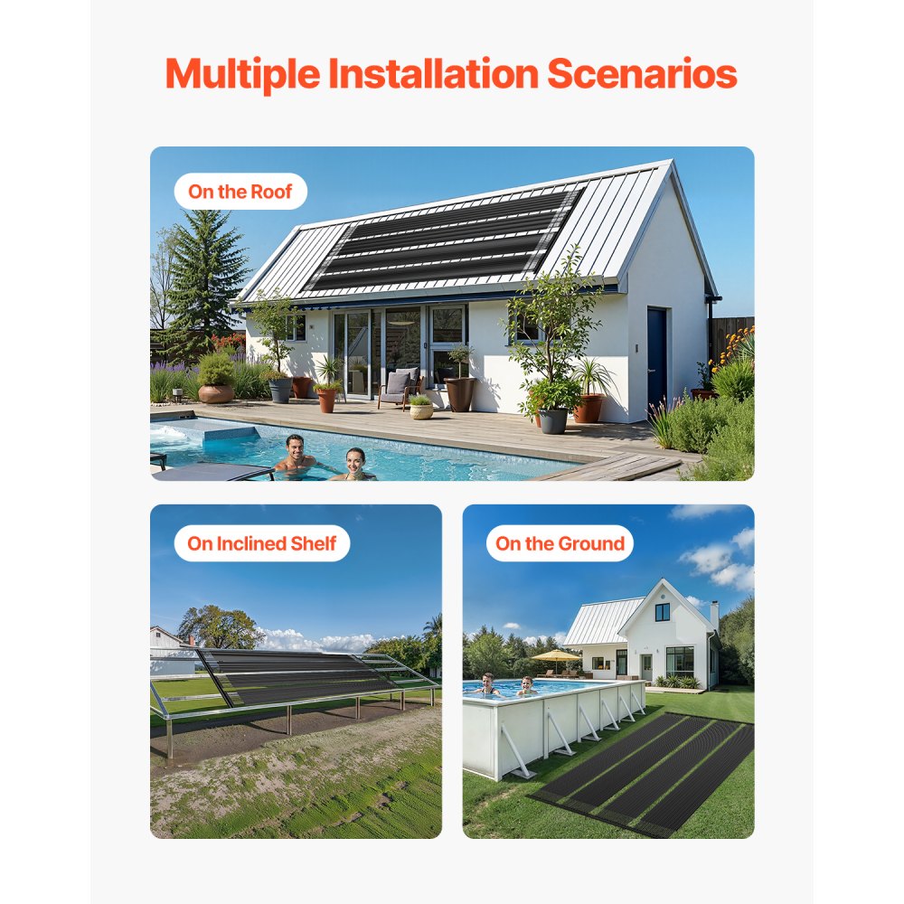 VEVOR Solar Pool Heater, 850 x 6100 mm HDPE Solar Pool Panel( 2 Pcs ...