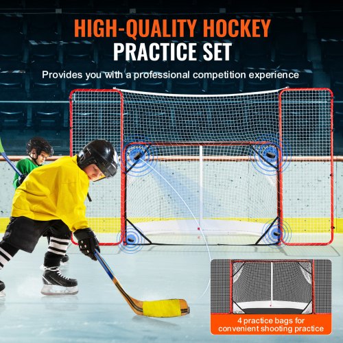 VEVOR Hockey Goal with Backstop and Targets Street Outdoor Steel Hockey ...