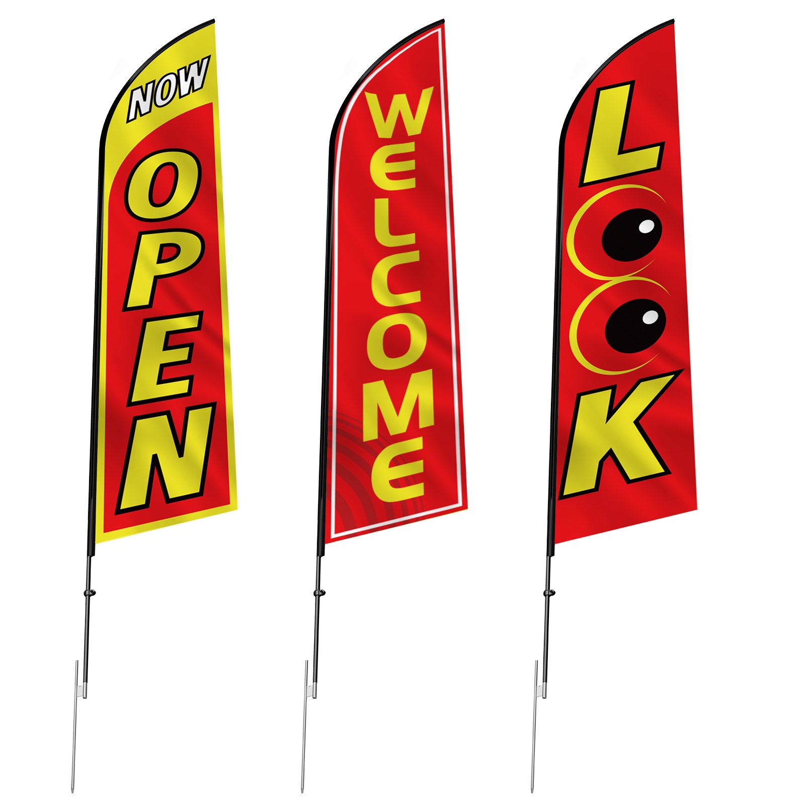 VEVOR Open Flags with Pole Kit, Advertising Flags for Business Outside ...