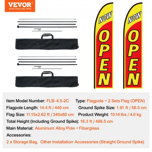 VEVOR Open Flags with Pole Kit, Advertising Flags for Business Outside ...