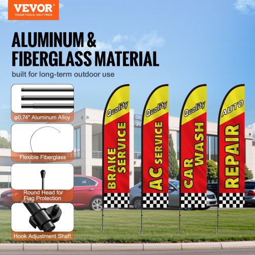 VEVOR Auto Repair Advertising Feather Flag Kit Swooper Flags and Poles ...
