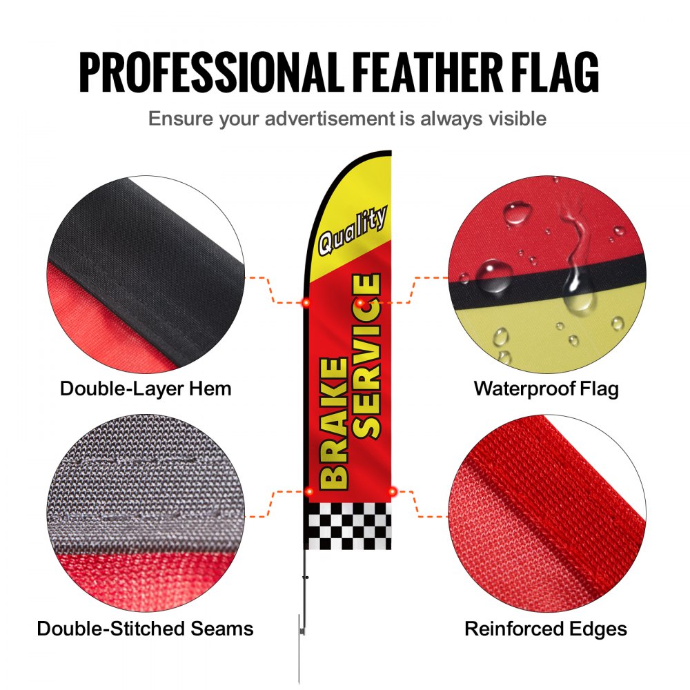 VEVOR Auto Repair Advertising Feather Flag Kit Swooper Flags and Poles ...