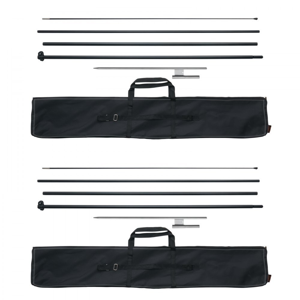 VEVOR Feather Flag Pole Kit, 2 Packs Swooper Flag Pole 16.3 ft, Sign ...
