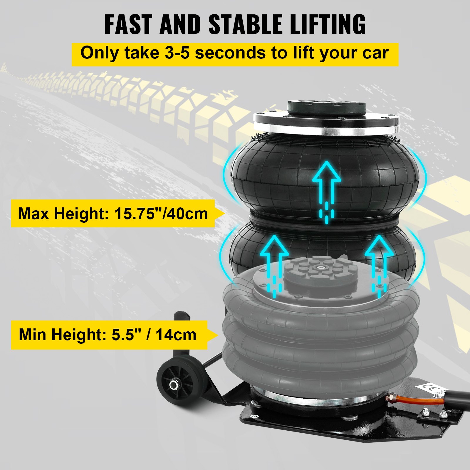 Pneumatic Car Jack 6600lbs Heavy Duty Air Jack Lifting Height Up To 16 ...