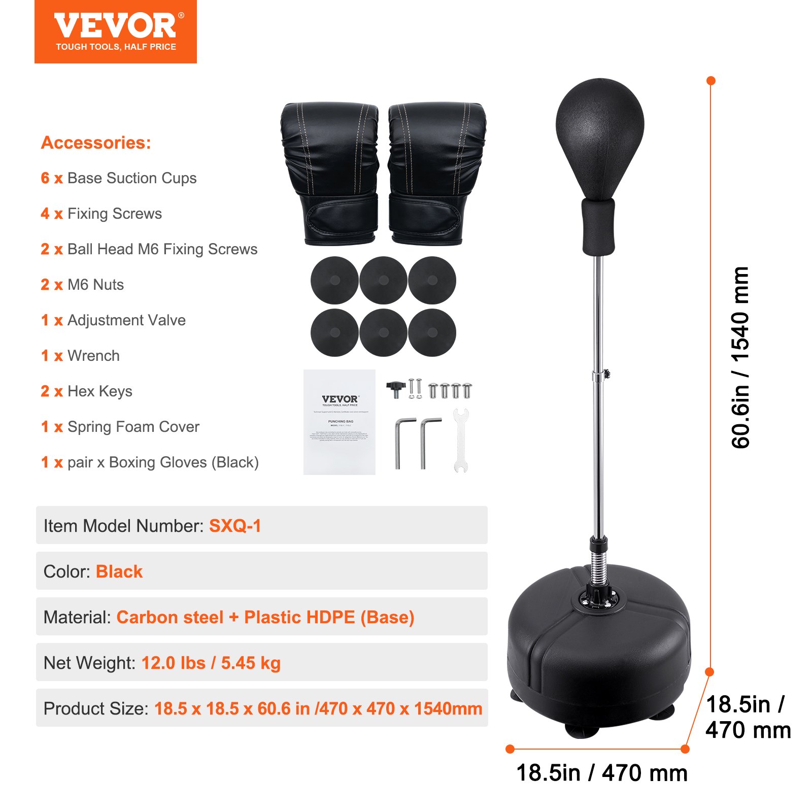 VEVOR Punching Bag, Reflex Boxing Bag for Teens & Adults, Height ...