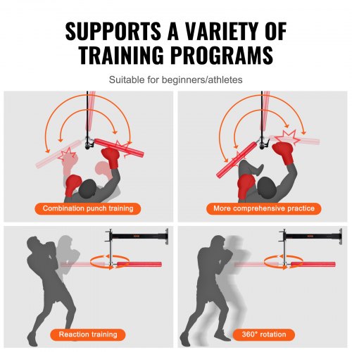 VEVOR Wall Mount Boxing Spinning Bar, Adjustable Punching Spinning Bar ...