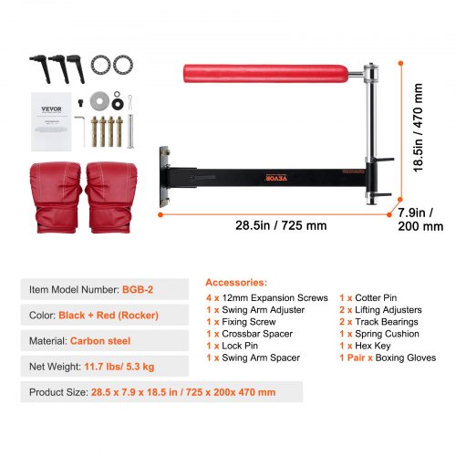 VEVOR Wall Mount Boxing Spinning Bar, Adjustable Punching Spinning Bar ...