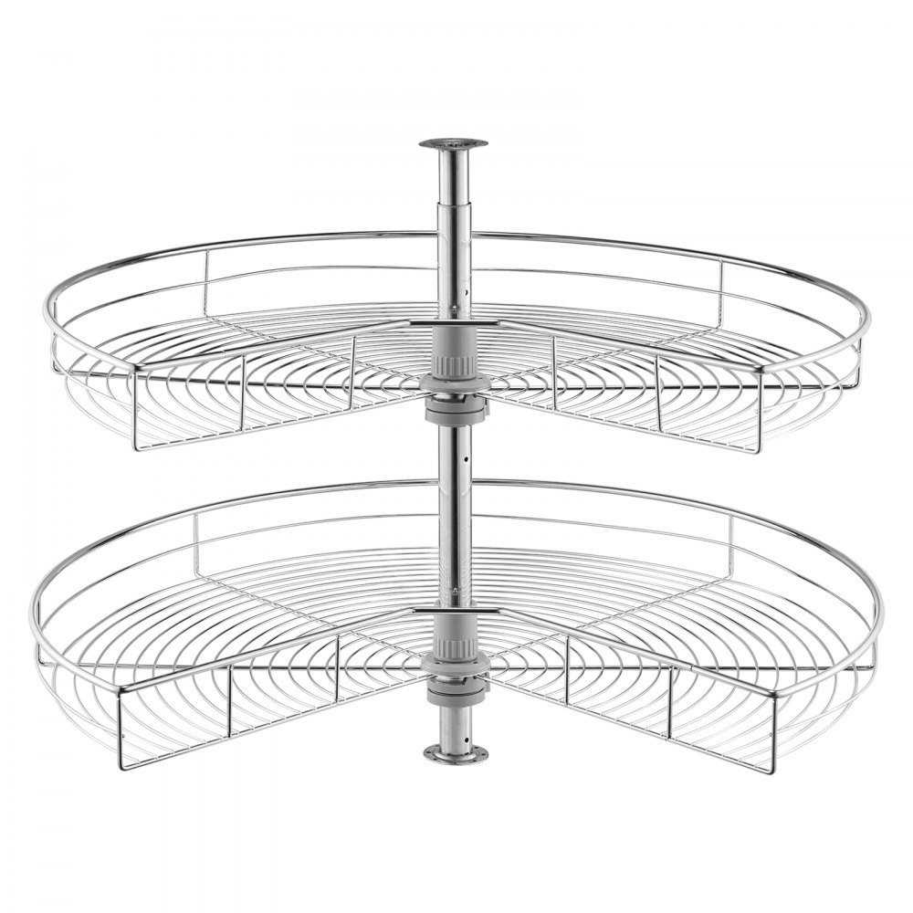 31" 2 Tier Kidney Shaped Chrome Corner Organizer Lazy Susan Cabinet ...