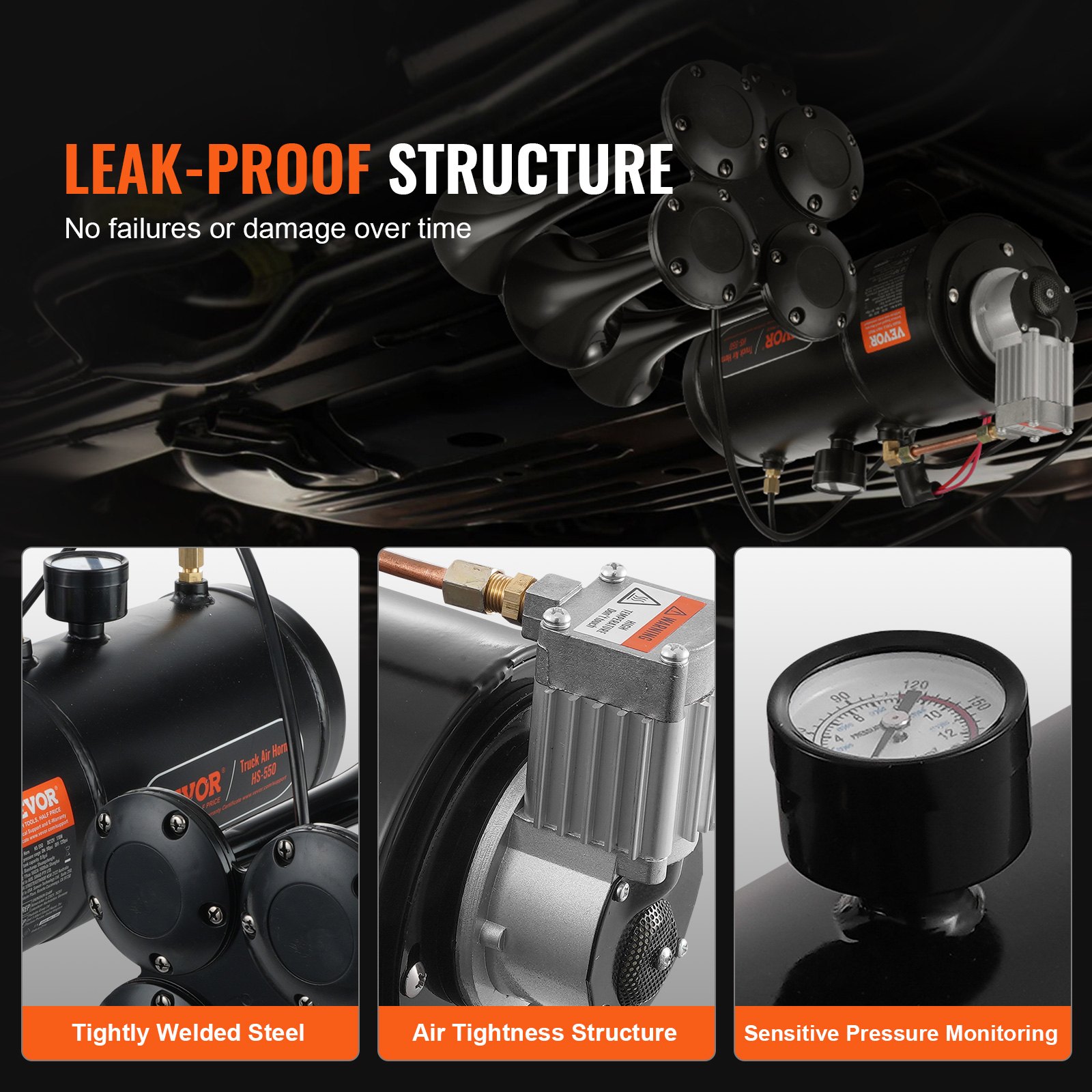 VEVOR 12V Air Compressor with Tank 0.8 Gallon/3 L, Train Horn Air ...