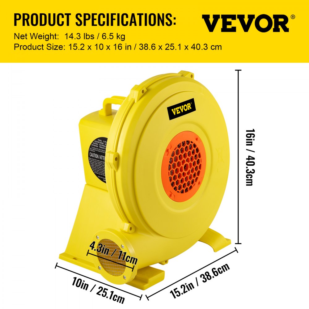 VEVOR Air Blower, 750W 1HP Inflatable Blower, Portable and Powerful ...