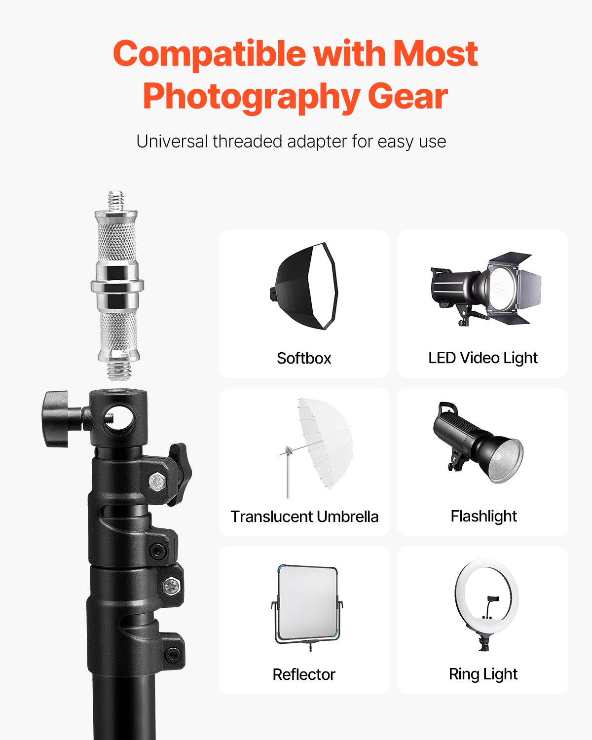 VEVOR Boom Arm Light Stand — Heavy Duty Wall Mount 39.37in