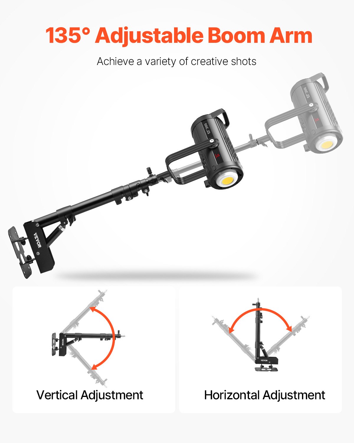 VEVOR Boom Arm Light Stand — Heavy Duty Wall Mount 39.37in