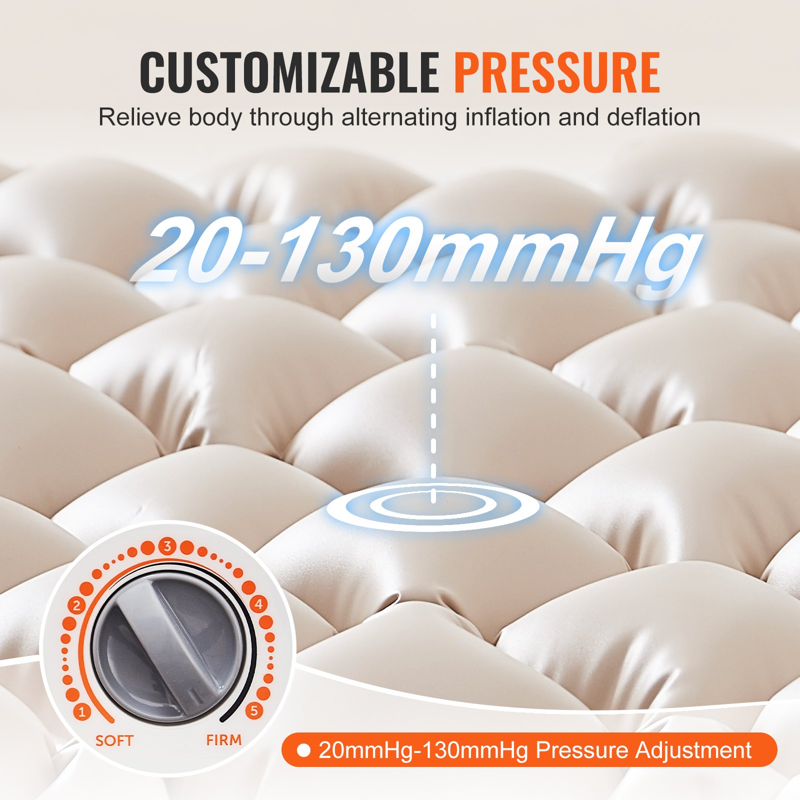 VEVOR Alternating Air Pressure Mattress, 5-Level Pressure Adjustable ...