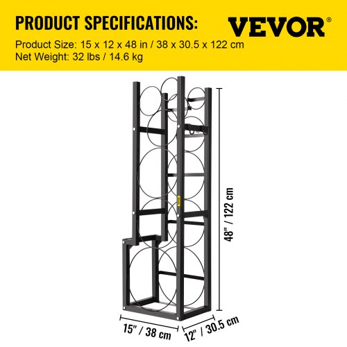 VEVOR Refrigerant Tank Rack with 1x50lb, 2x30lb and 3 Small Bottles ...