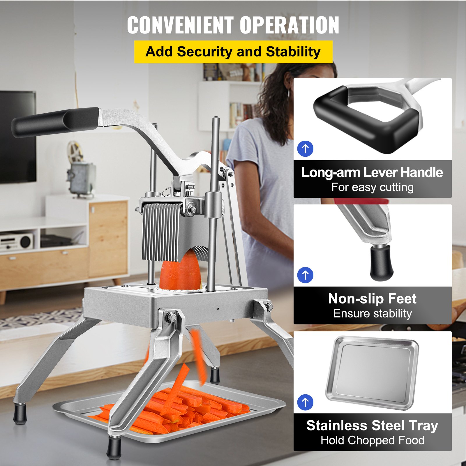 VEVOR Commercial Vegetable Fruit Dicer 3/16" Blade Onion Cutter Heavy ...