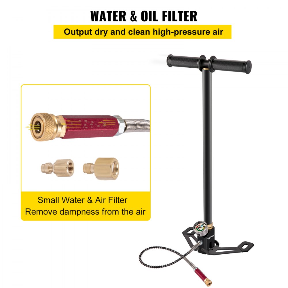 VEVOR PCP Air Pump, 3 Stage PCP Hand Pump, 4500psi High Pressure Air ...