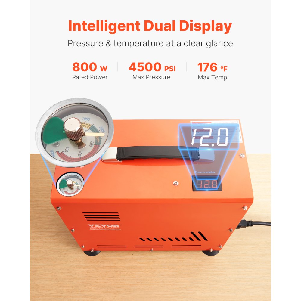 VEVOR PCP Air Compressor, 800W Dual-Cylinder PCP Airgun Compressor ...
