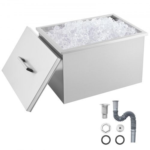 VEVOR 32 Quart Drop in Ice Chest Ice Cooler Ice Bin Stainless Steel 20 ...