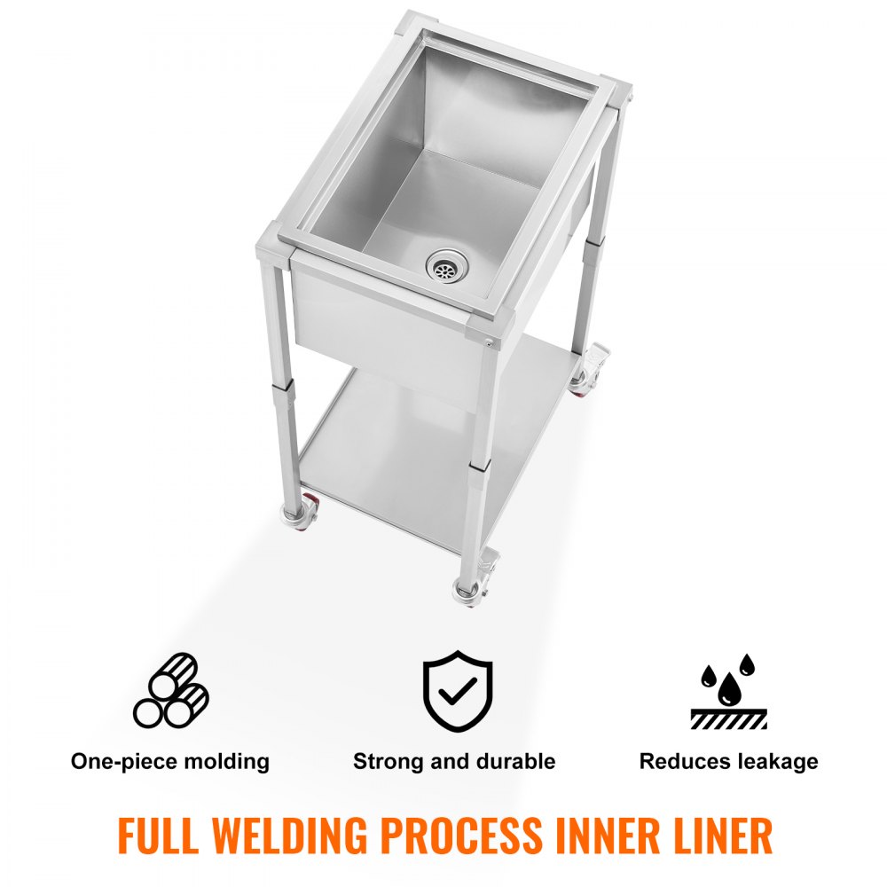 VEVOR 32qt Rolling Ice Chest Cooler Cart Outdoor Stand Up Cooling Bin ...