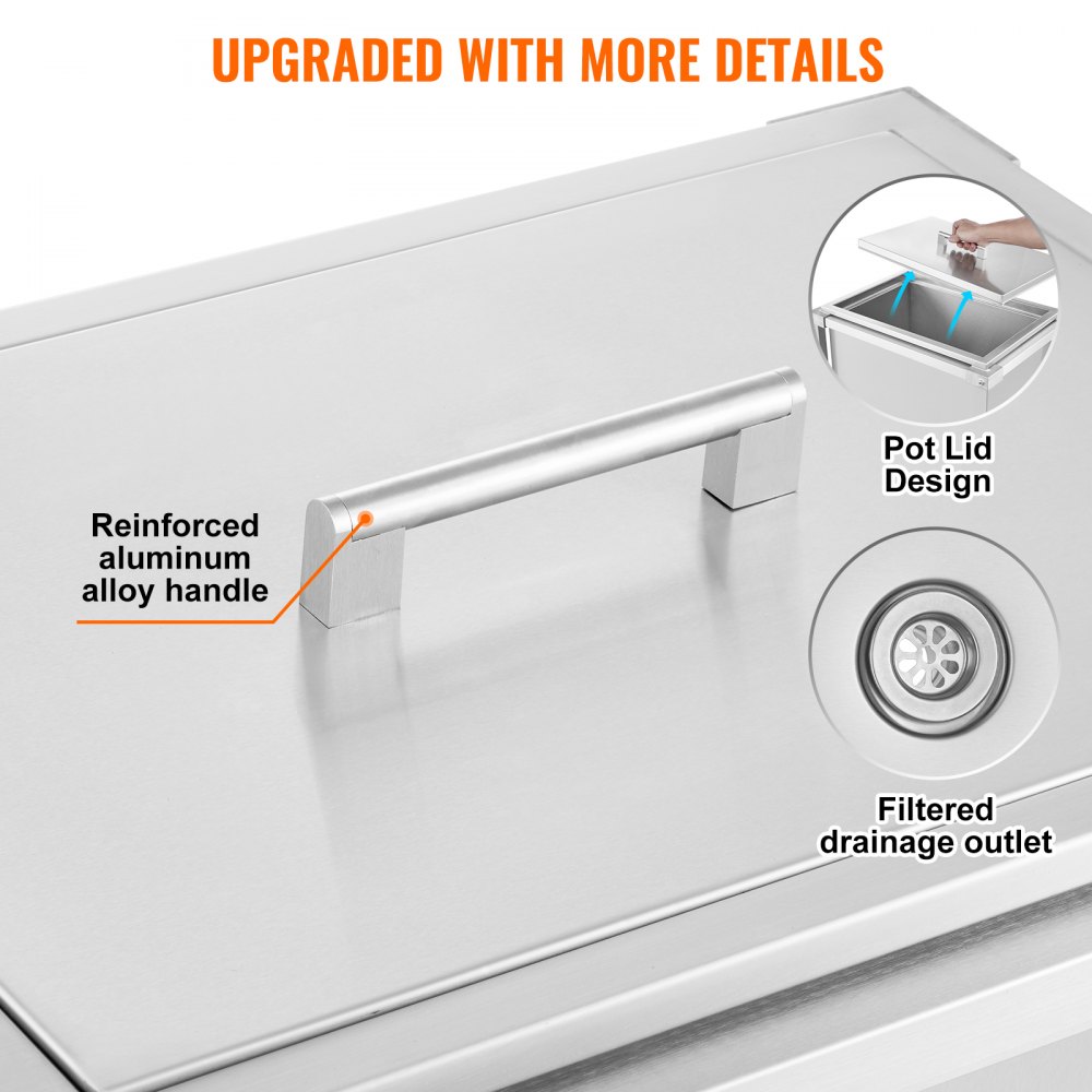 VEVOR 32qt Rolling Ice Chest Cooler Cart Outdoor Stand Up Cooling Bin ...