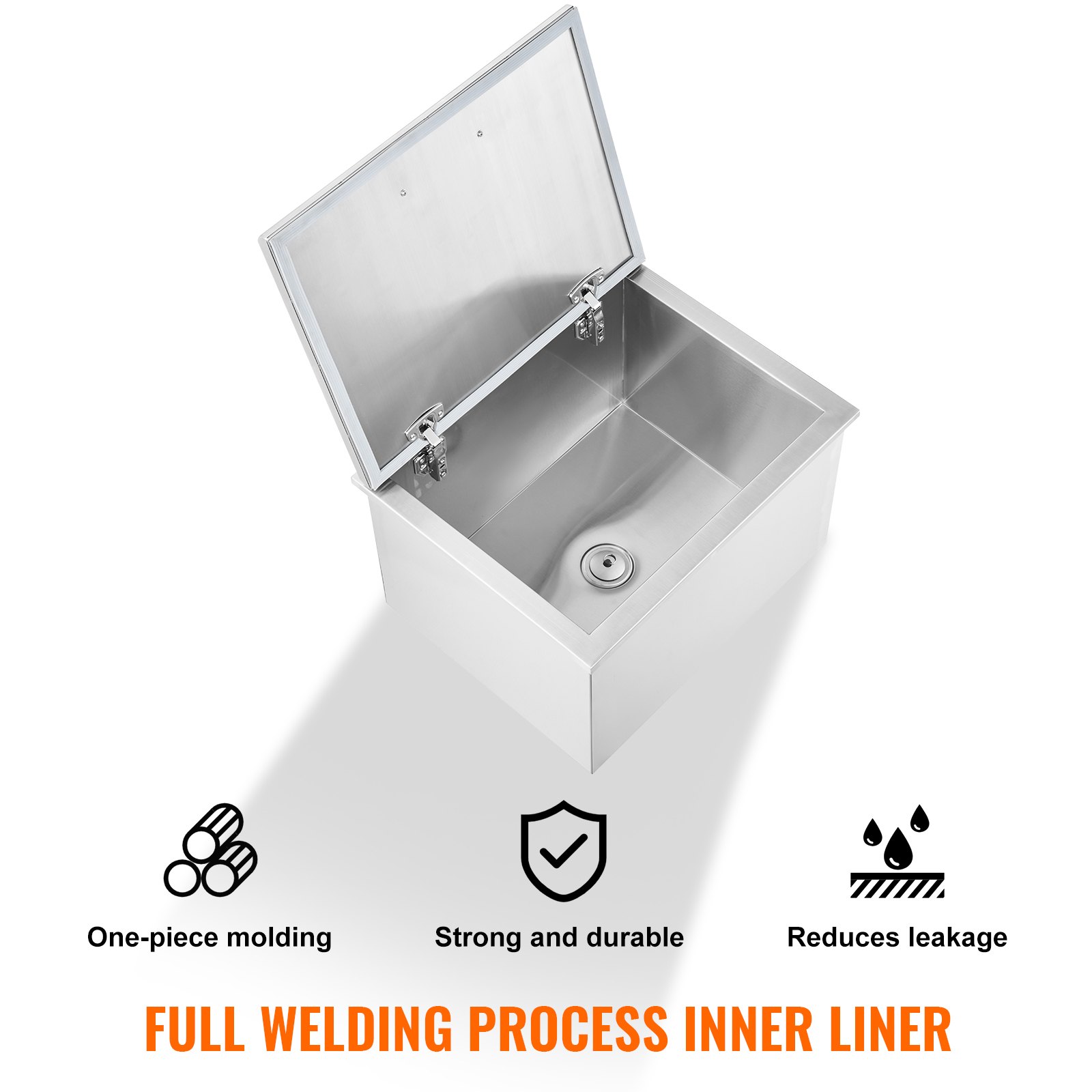 VEVOR 40Quart Drop in Ice Chest Ice Cooler Ice Bin Stainless Steel 20 ...