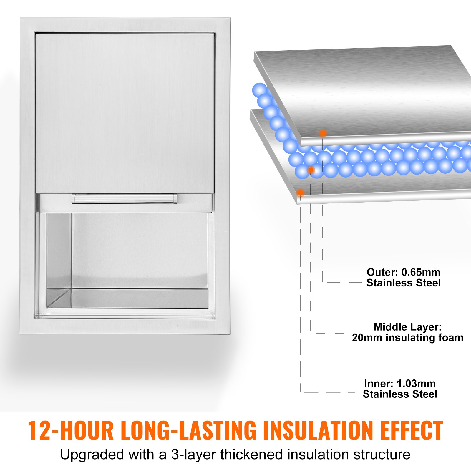 VEVOR 28.5Quart Drop in Ice Chest Ice Cooler Ice Bin Stainless Steel 18 ...