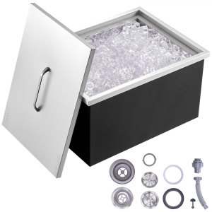 VEVOR Drop in Ice Chest, 20"L x 14"W x 12"H Stainless Steel Ice Cooler ...