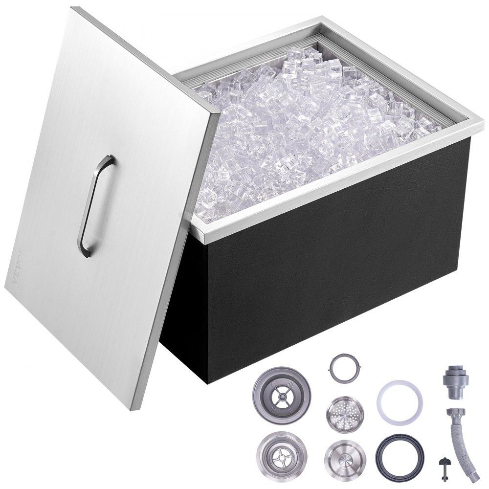 VEVOR Drop in Ice Chest, 20"L x 14"W x 12"H Stainless Steel Ice Cooler ...