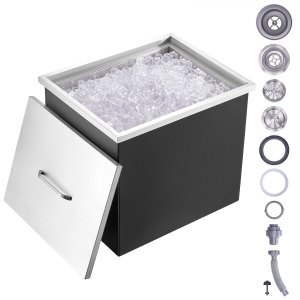 VEVOR Drop in Ice Chest, 21"L x 17"W x 18"H Stainless Steel Ice Cooler ...
