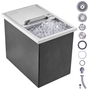 VEVOR Drop in Ice Chest, 18"L x 12"W x 14.5"H Stainless Steel Ice ...