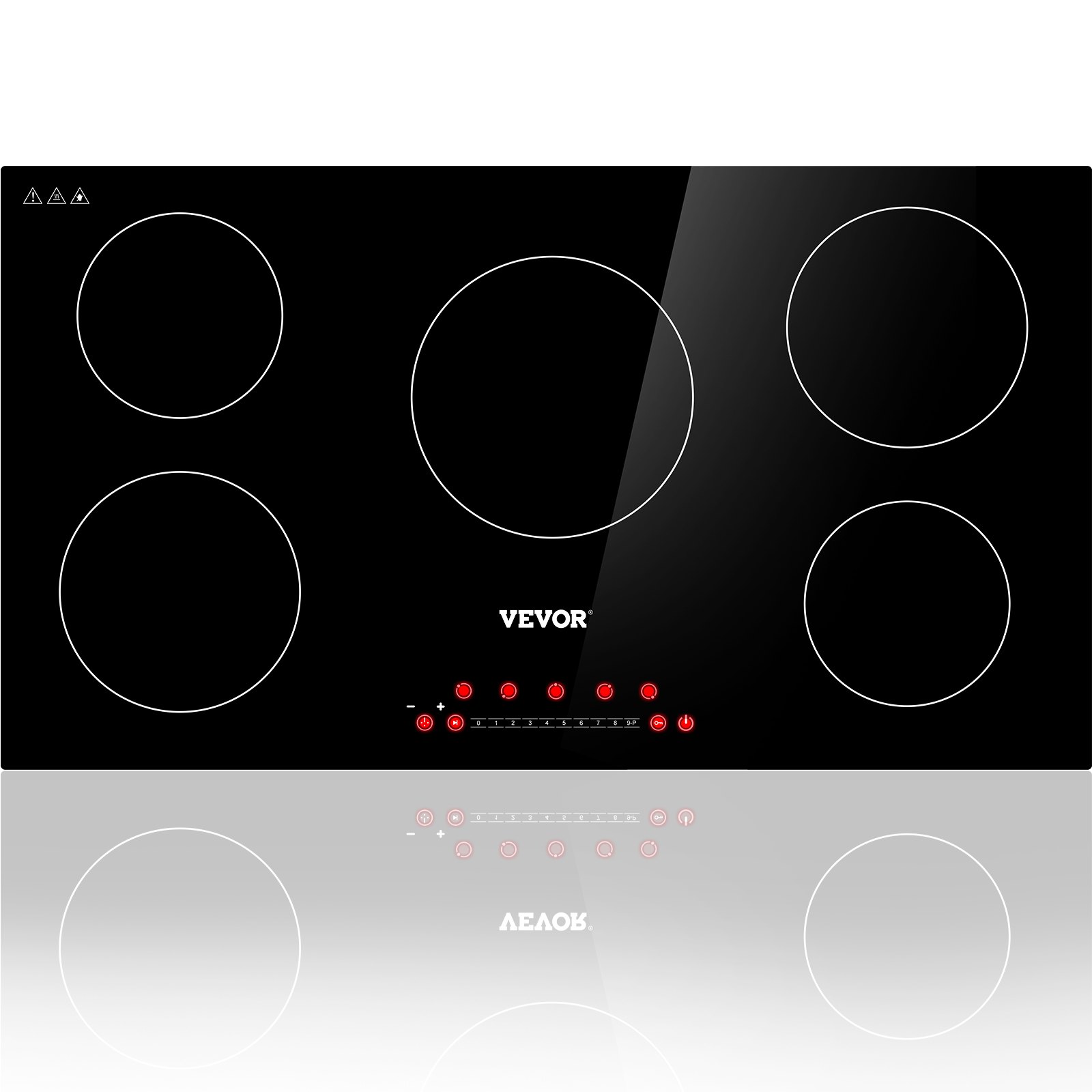 VEVOR Induction Cooktop, 35 inch 5 Burners, 7400W 240V Ceramic Glass ...